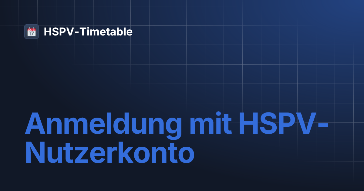 Anmeldung mit HSPV-Nutzerkonto | HSPV-Timetable